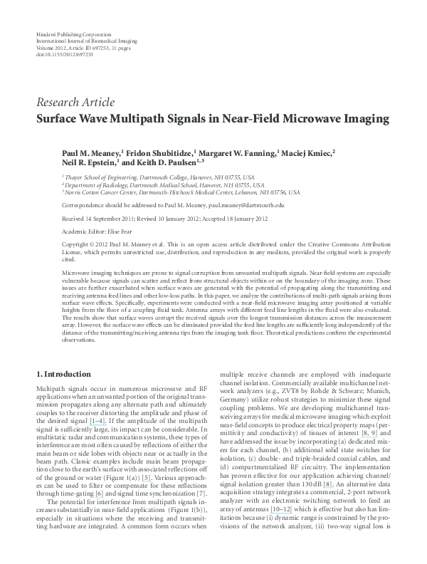 (PDF) Surface Wave Multipath Signals in Near-Field Microwave Imaging