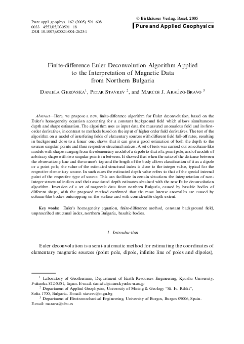 Pdf Finite Difference Euler Deconvolution Algorithm Applied To The