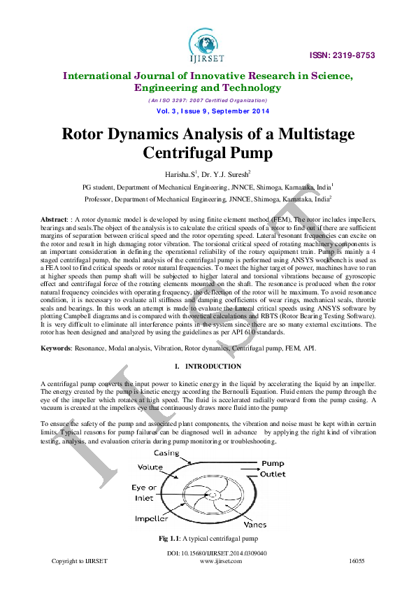 (PDF) Rotor Dynamics Analysis of a Multistage Centrifugal Pump