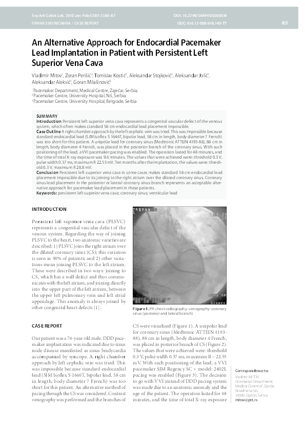 (PDF) An alternative approach for endocardial pacemaker lead ...