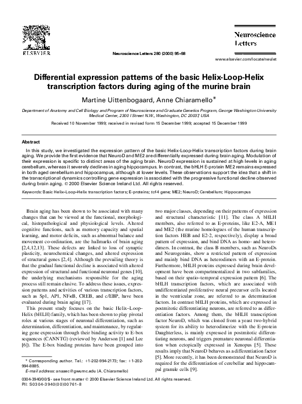 (PDF) Differential expression patterns of the basic Helix-Loop-Helix ...