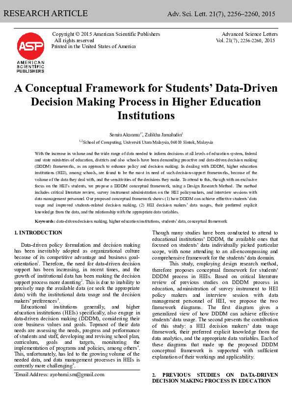 (DOC) A Conceptual Framework for Students' Data- Driven Decision Making ...
