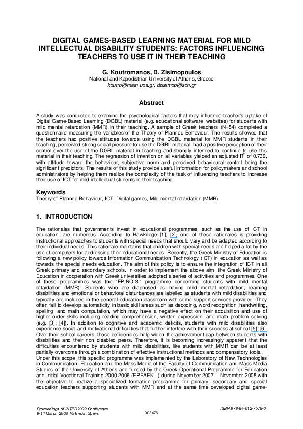 (PDF) Digital Games-Based Learning Material for Mild Intellectual Disability Students: Factors ...
