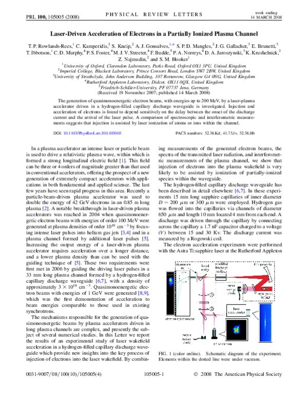 (PDF) Laser-Driven Acceleration of Electrons in a Partially Ionized Plasma Channel