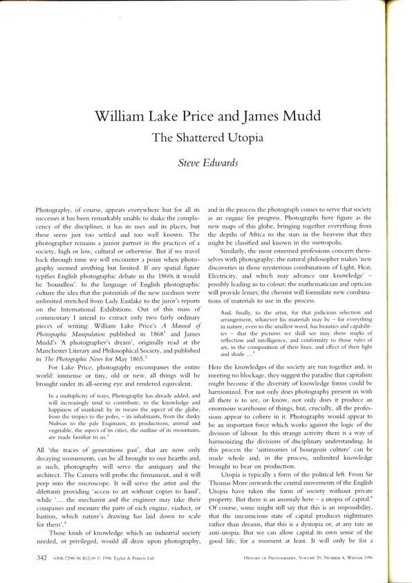 (PDF) William Lake Price & James Mudd: The Shattered Utopia