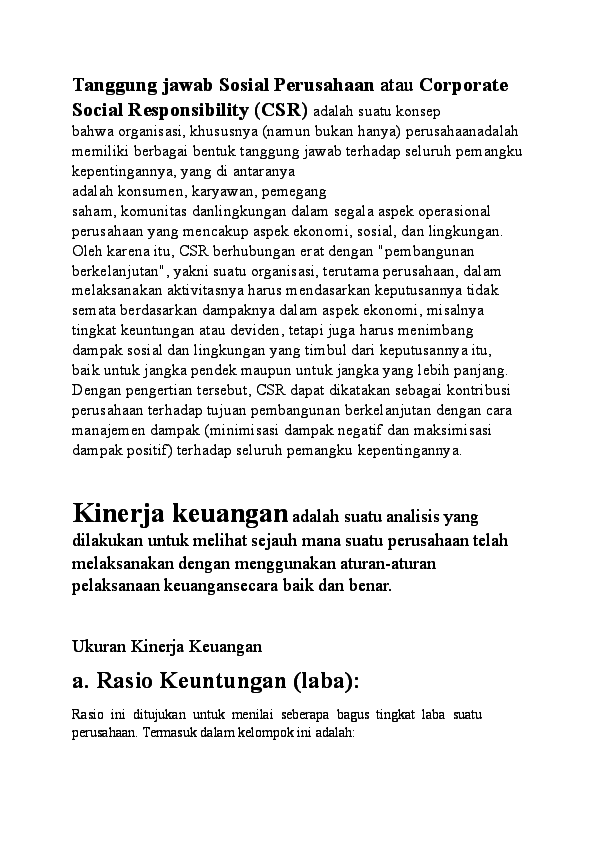 (DOC) CSR Kinerja Keuangan Rasio Keuangan dan rumus rumus rasio keuangan