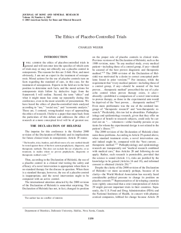 (PDF) The ethics of placebo-controlled trials