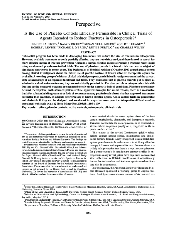 (PDF) Is the use of placebo controls ethically permissible in clinical ...