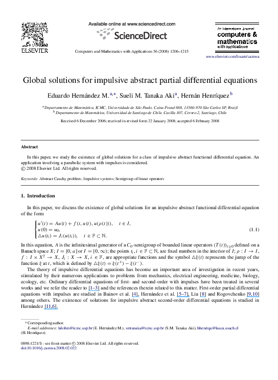 (PDF) Global solutions for impulsive abstract partial differential ...