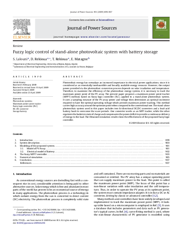 Pdf Modeling And Simulation Of A Photovoltaic System Using Fuzzy