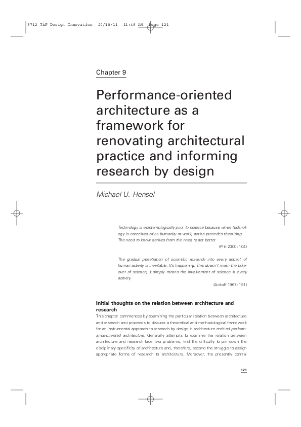 Pdf Performance Oriented Design As A Framework For Research By Design