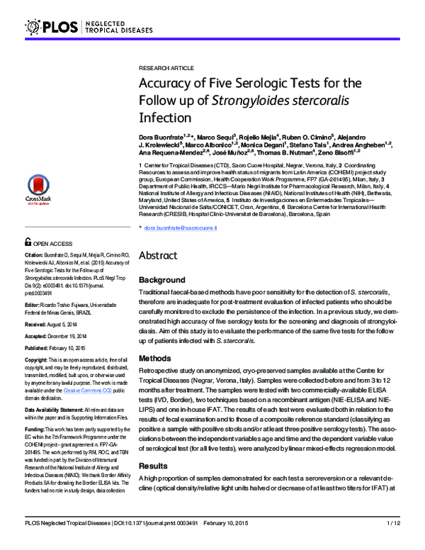 (PDF) Accuracy of Five Serologic Tests for the Follow up of ...