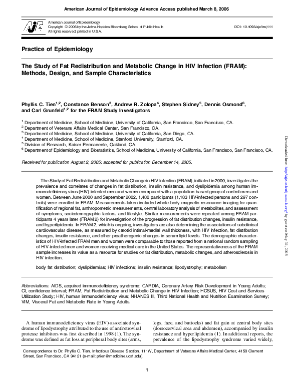 (PDF) The Study of Fat Redistribution and Metabolic Change in HIV ...