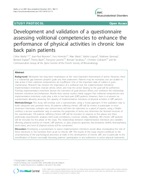 (PDF) Development and validation of a questionnaire assessing ...