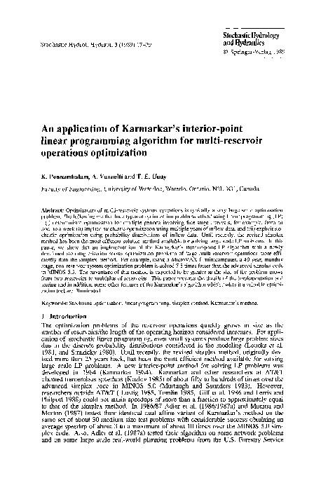 Pdf An Application Of Karmarkars Interior Point Linear Programming Algorithm For Multi 