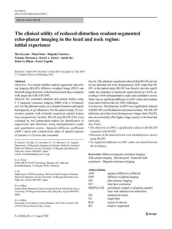 (PDF) The clinical utility of reduced-distortion readout-segmented echo ... (PDF) The clinical utility of reduced-distortion readout-segmented echo ...