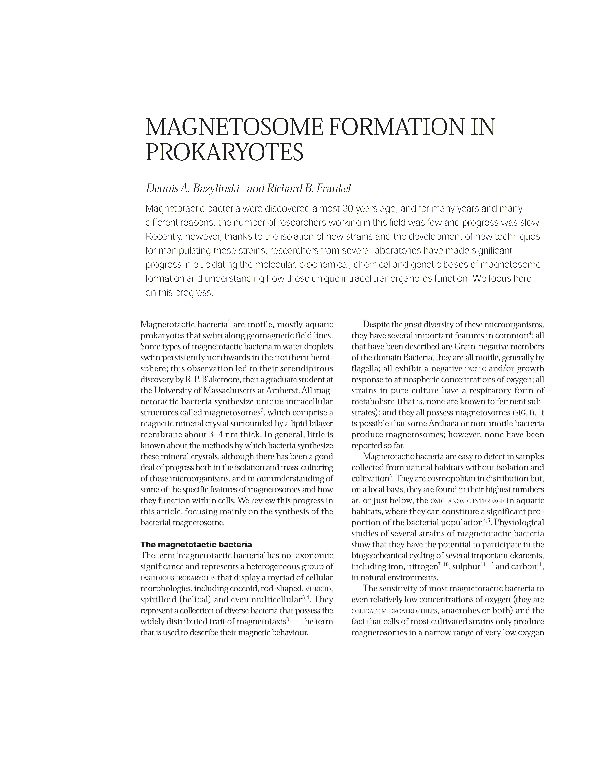 (PDF) Magnetosome formation in prokaryotes