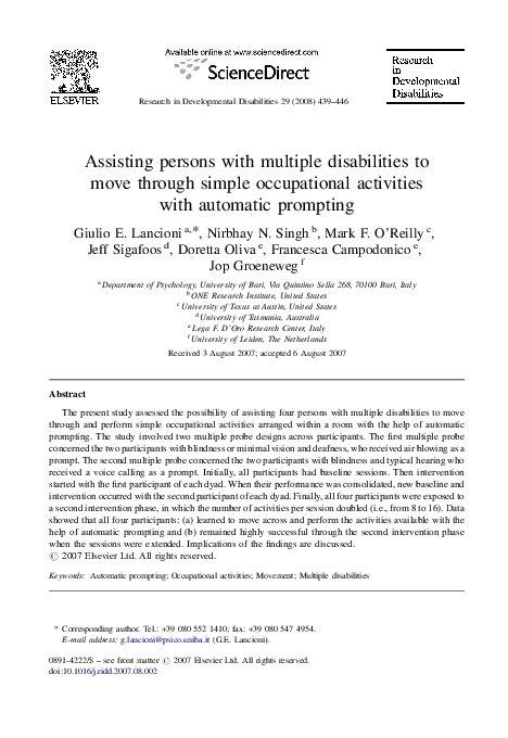 (PDF) Assisting persons with multiple disabilities to move through ...