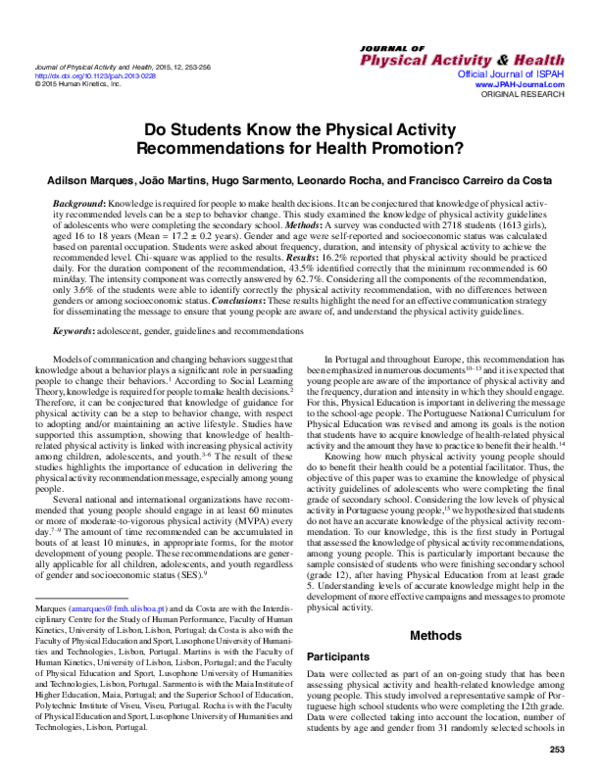 (PDF) Do the Students Know the Physical Activity Recommendations for ...