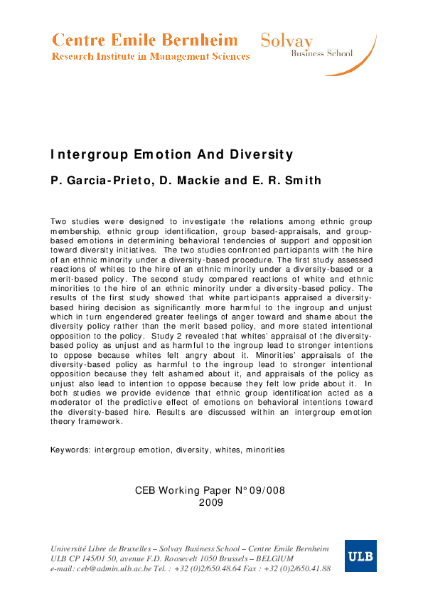 (PDF) Intergroup Emotion And Diversity