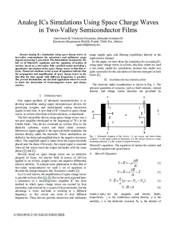 (PDF) Analog ICs Simulations Using Space Charge Waves-in Two-Valley ...