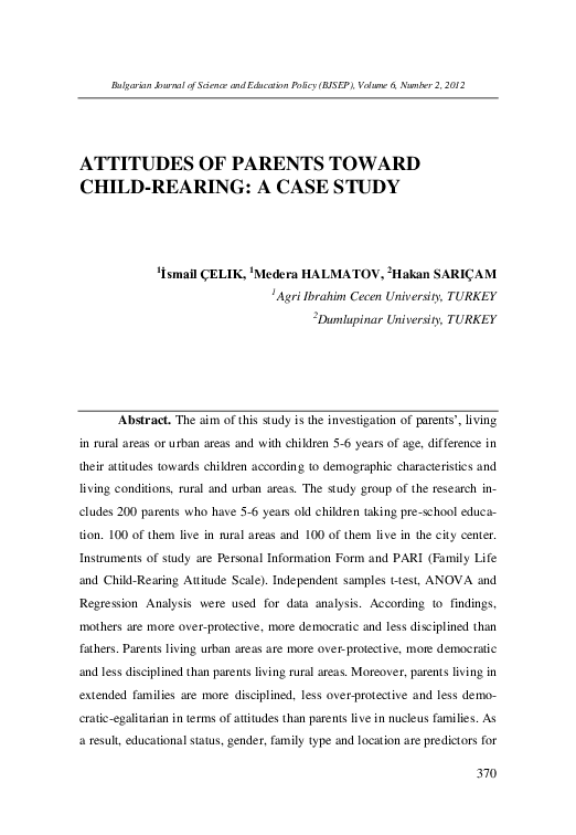 (PDF) Attitudes of Parents Toward Child-Rearing: A Case Study