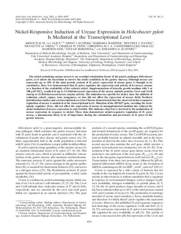 (PDF) Nickel-Responsive Induction of Urease Expression in Helicobacter ...
