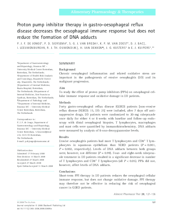 (PDF) Proton pump inhibitor therapy in gastro-oesophageal reflux ...