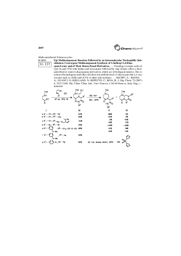 (PDF) Ugi Multicomponent Reaction Followed by an Intramolecular ...