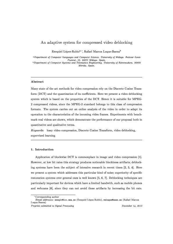 (PDF) An adaptive system for compressed video deblocking