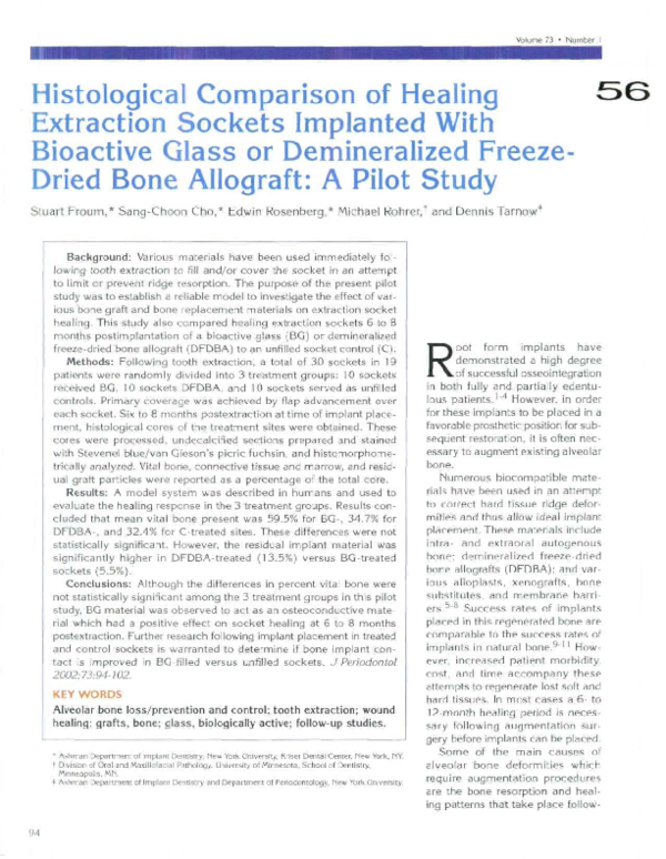 (PDF) Histological Comparison of Healing Extraction Sockets Implanted ...