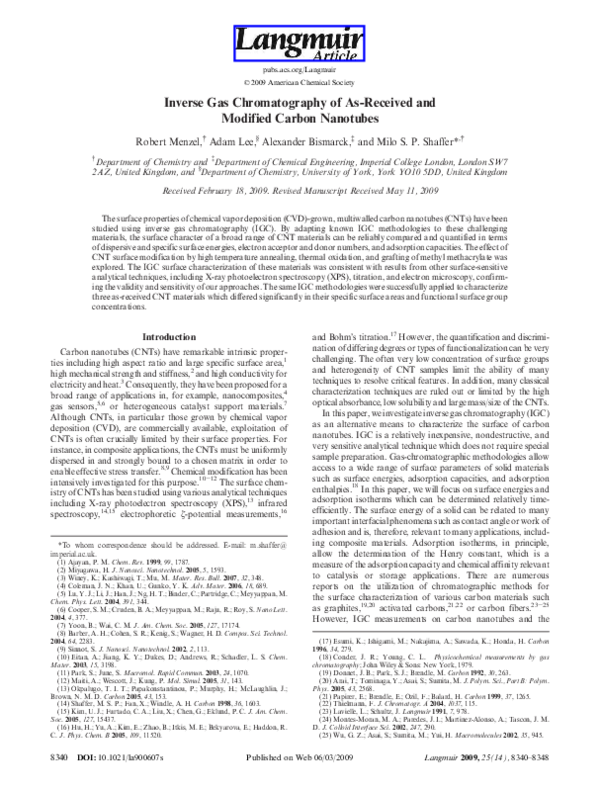 (PDF) Inverse Gas Chromatography of As-Received and Modified Carbon ...