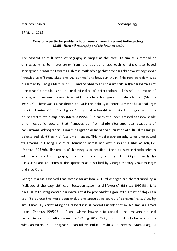 (PDF) Multi Sited Ethnograpy