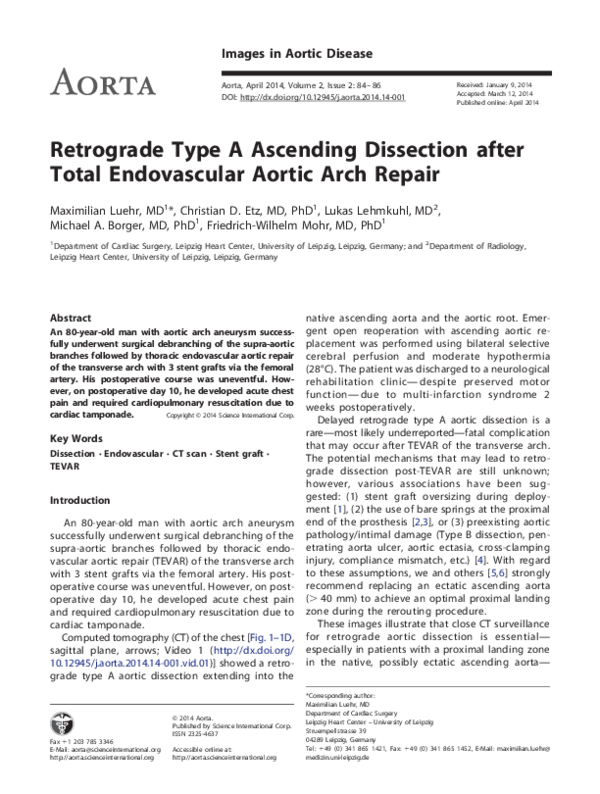 (PDF) Retrograde Type A Ascending Dissection after Total Endovascular ...