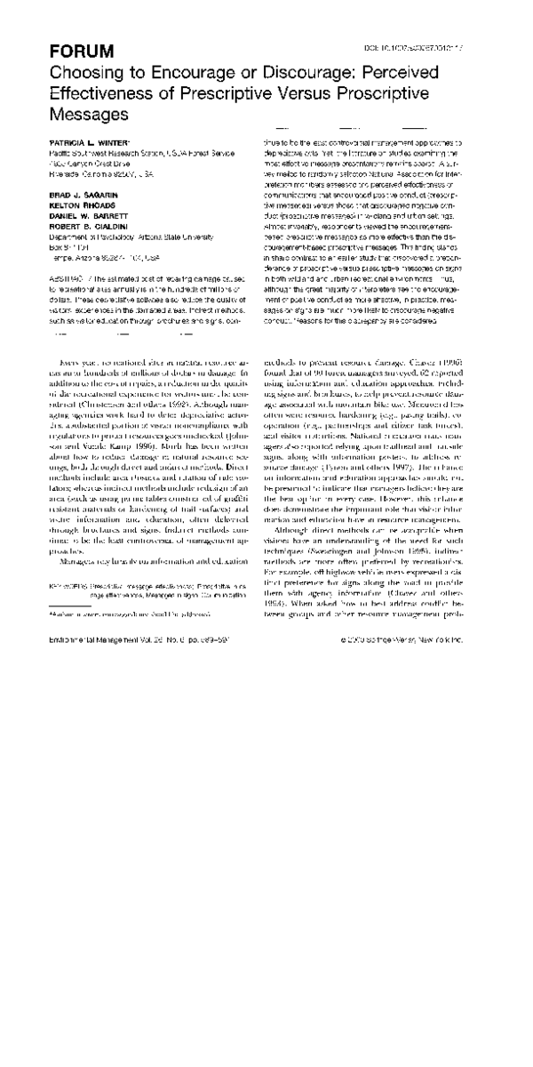 Pdf Choosing To Encourage Or Discourage Perceived Effectiveness Of