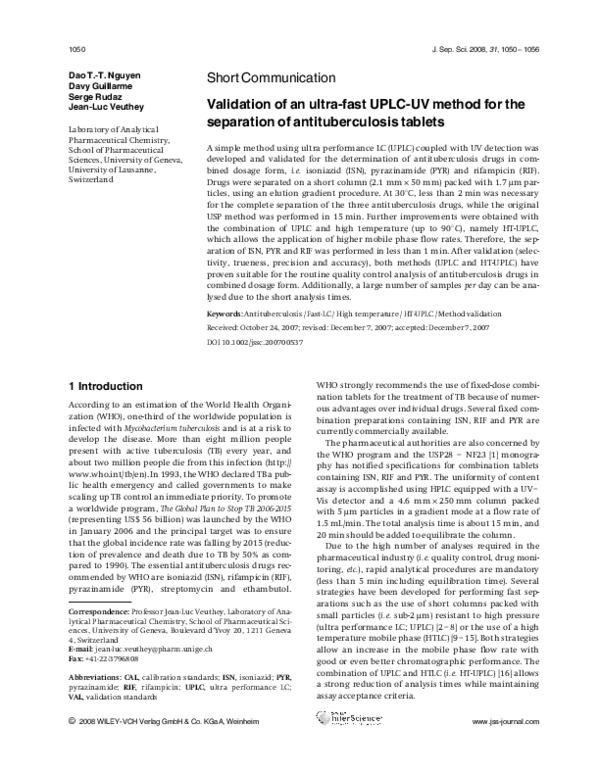 (PDF) Validation of an ultra-fast UPLC-UV method for the separation of ...