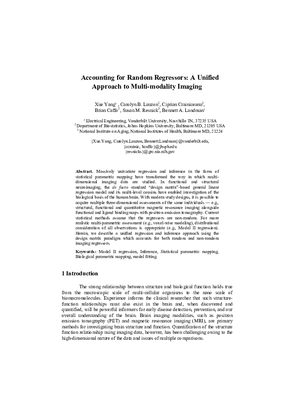 (PDF) Accounting for Random Regressors: A Unified Approach to Multi-modality Imaging