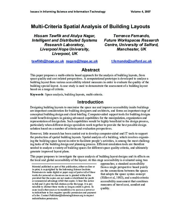(PDF) Multi-Criteria Spatial Analysis of Building Layouts