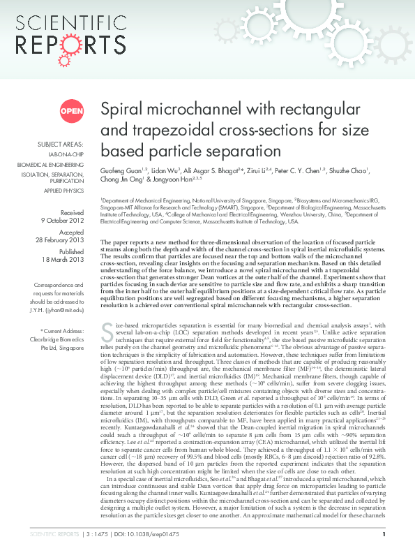 (PDF) Spiral microchannel with rectangular and trapezoidal cross-sections for size based ...