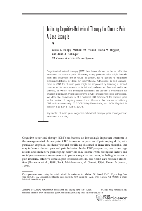 (PDF) Tailoring cognitive-behavioral therapy for chronic pain: A case example