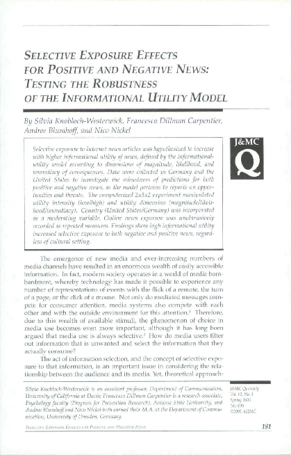 (PDF) Selective Exposure Effects for Positive and Negative News ...