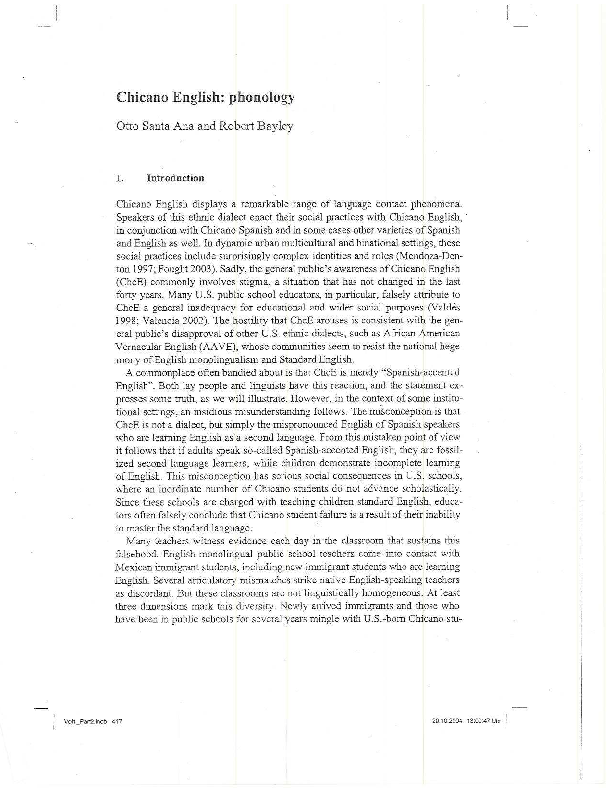 (PDF) Chicano English: Phonology