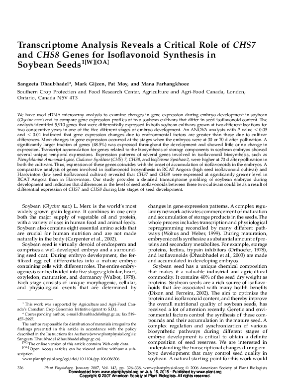 (PDF) Transcriptome Analysis Reveals a Critical Role of CHS7 and CHS8 ...