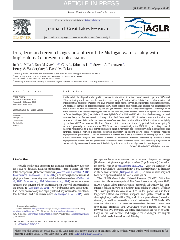(PDF) Long-term and recent changes in southern Lake Michigan water ...