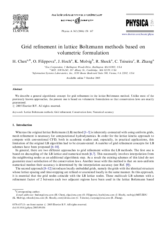 (PDF) Grid refinement in lattice Boltzmann methods based on volumetric formulation