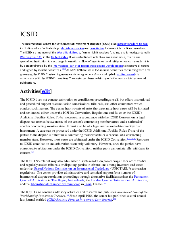 (PDF) ICSID UNCITRAL