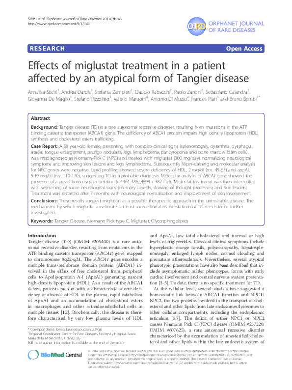 (PDF) Effects of miglustat treatment in a patient affected by an ...
