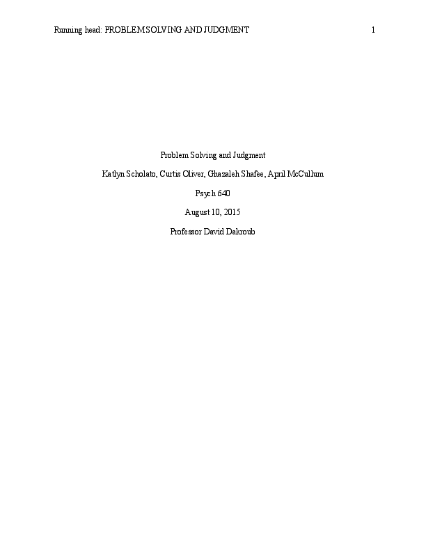 (DOC) Problem Solving and Judgment