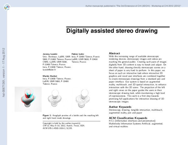 (PDF) Digitally assisted stereo drawing