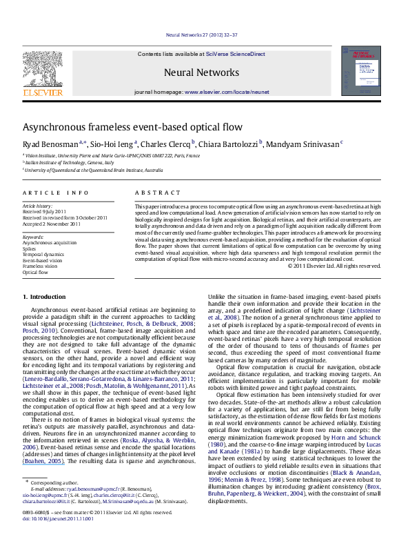(PDF) Asynchronous frameless event-based optical flow
